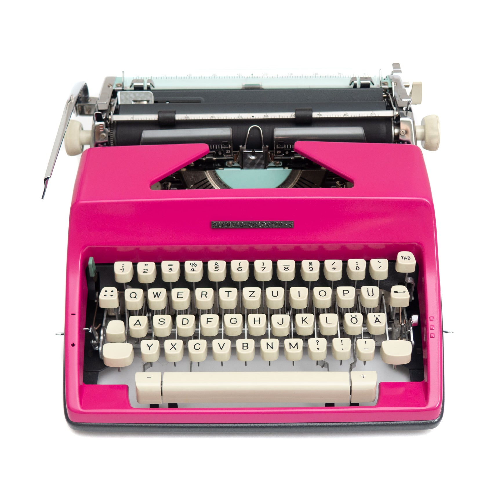 Pink Typewriter Olympia - BLACKBIRD TYPEWRITERS – Blackbird Typewriters