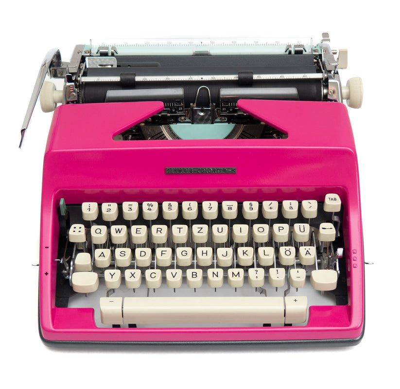 Pink Typewriter Olympia - BLACKBIRD TYPEWRITERS – Blackbird Typewriters