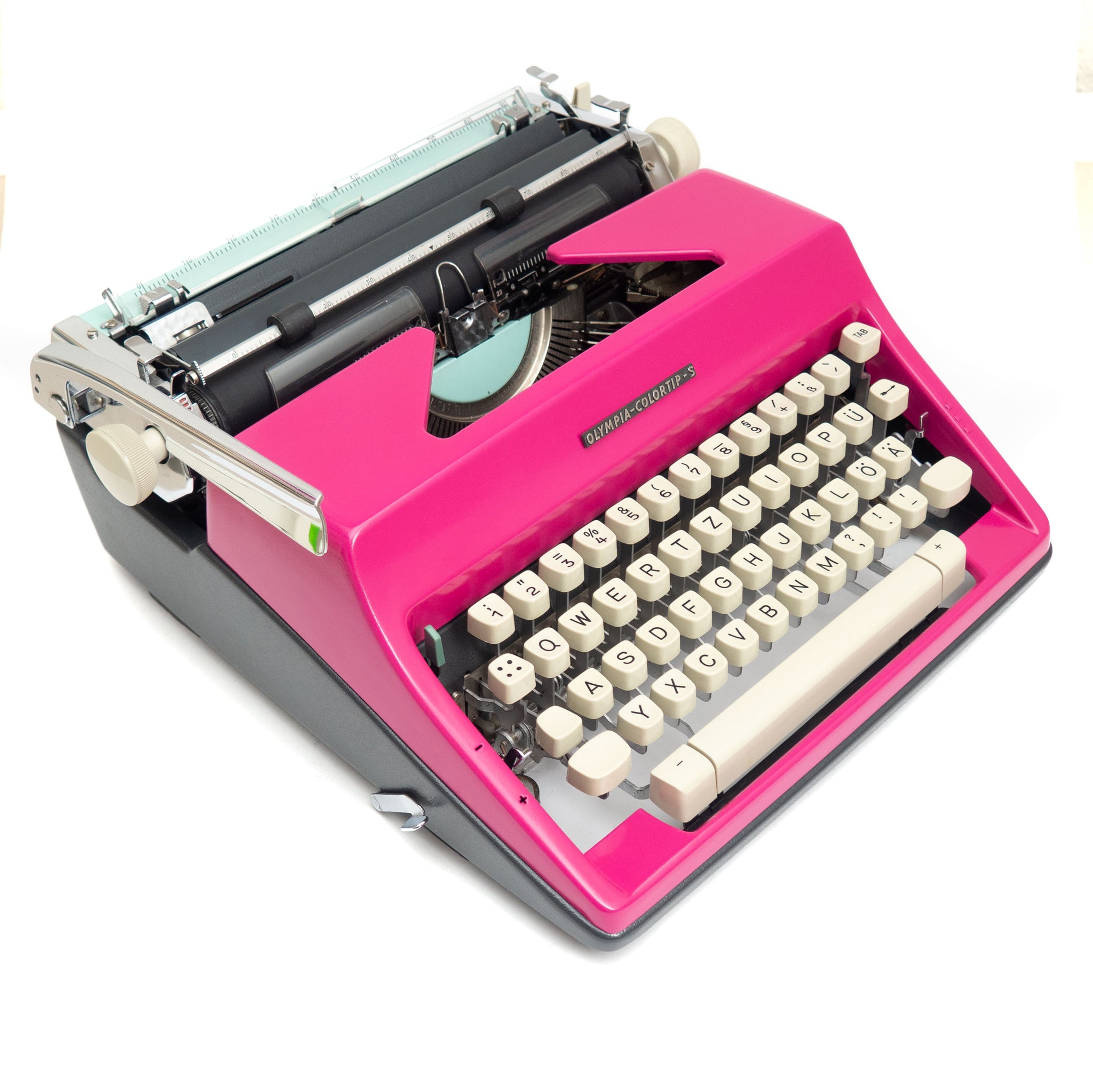 Pink Typewriter Olympia - BLACKBIRD TYPEWRITERS – Blackbird Typewriters