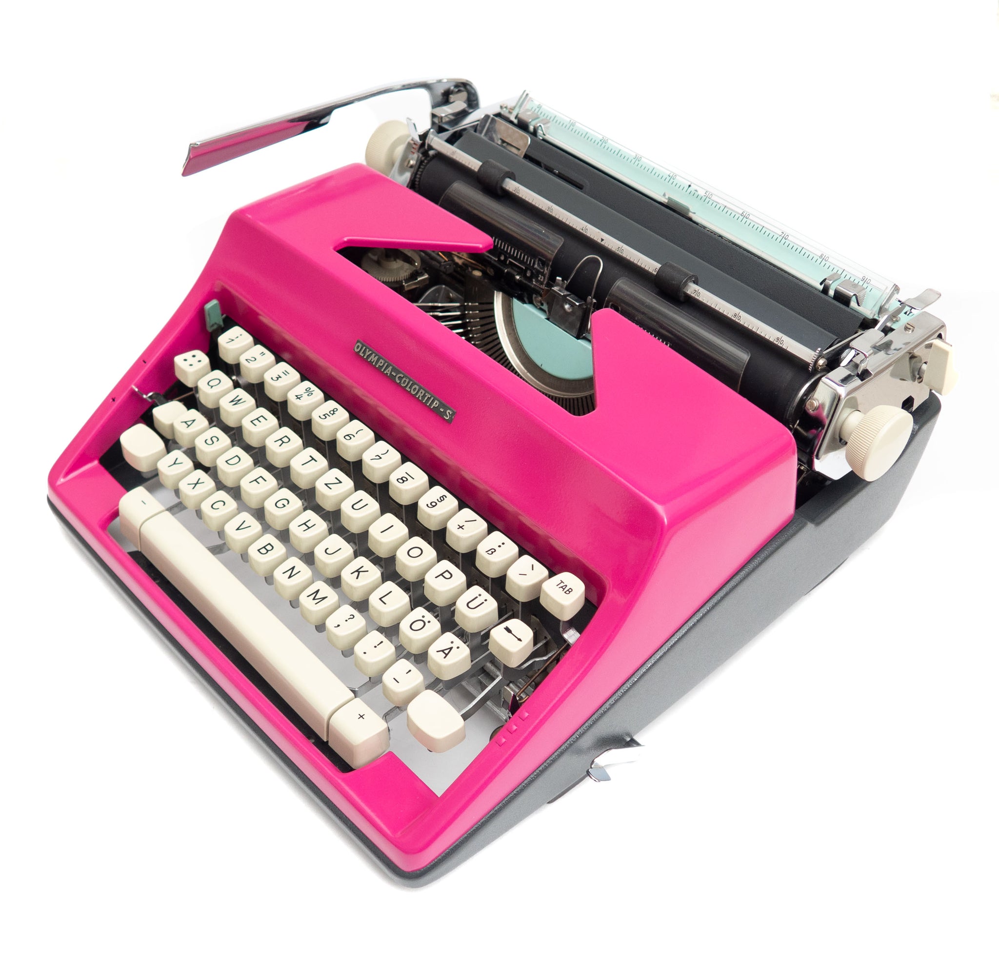 Pink Typewriter Olympia - BLACKBIRD TYPEWRITERS – Blackbird Typewriters